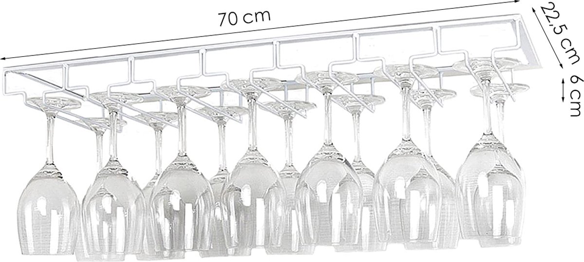 Ophangrek Wijnglazen - Wit - 21 glazen - 7 Rijen - Glazenrek ...