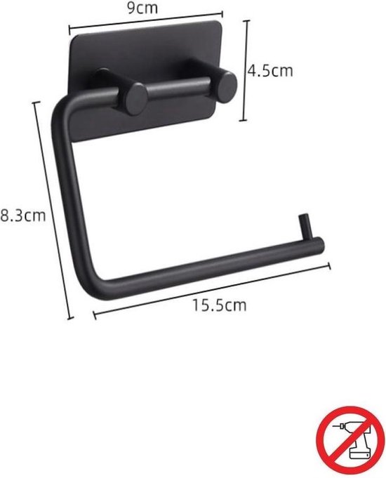 wc-rol houder - zwart - bevestigen zonder boren - WC Rolhouder Zwart ...