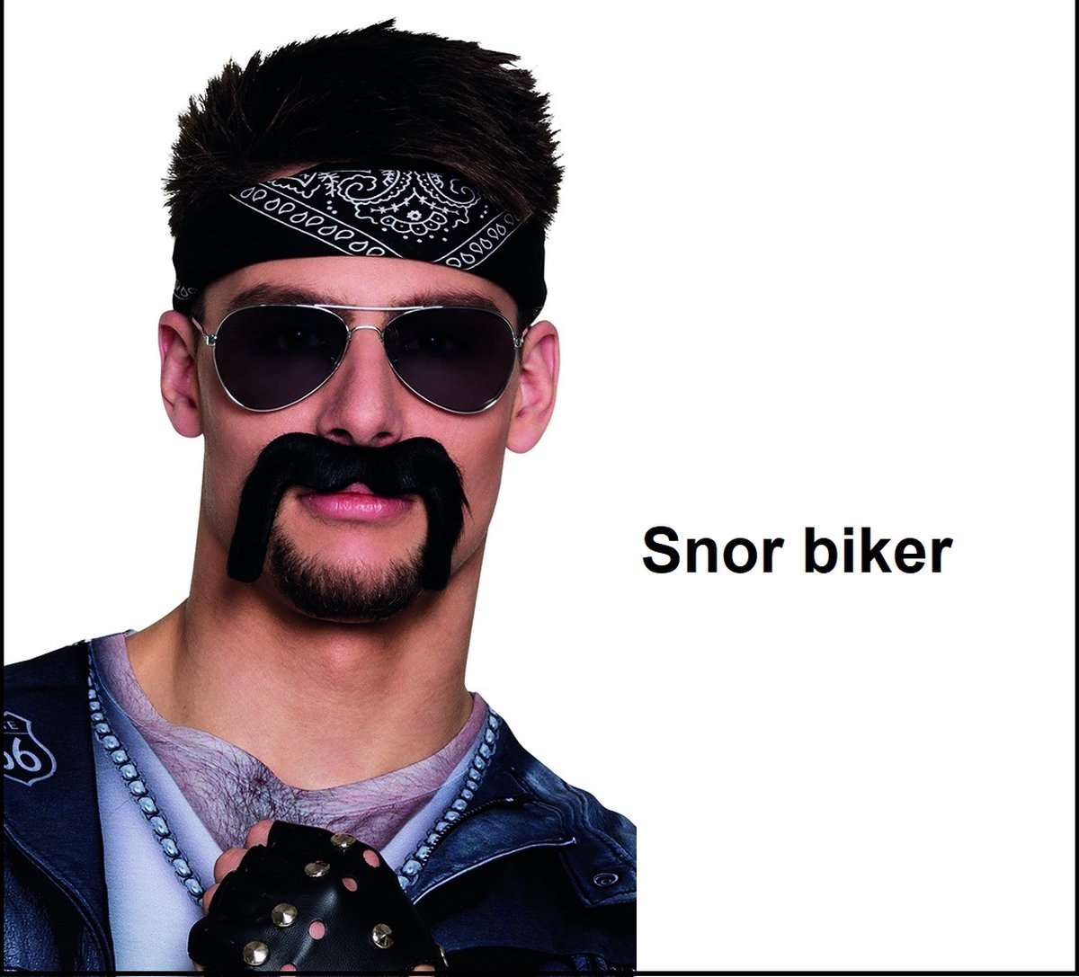 Snor Biker zwart - Festival stoer motor thema feest hangsnor verjaardag ...