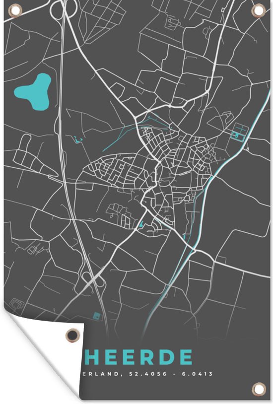 Muurdecoratie Plattegrond - Heerde - Kaart - Stadskaart - 120x180 cm ...
