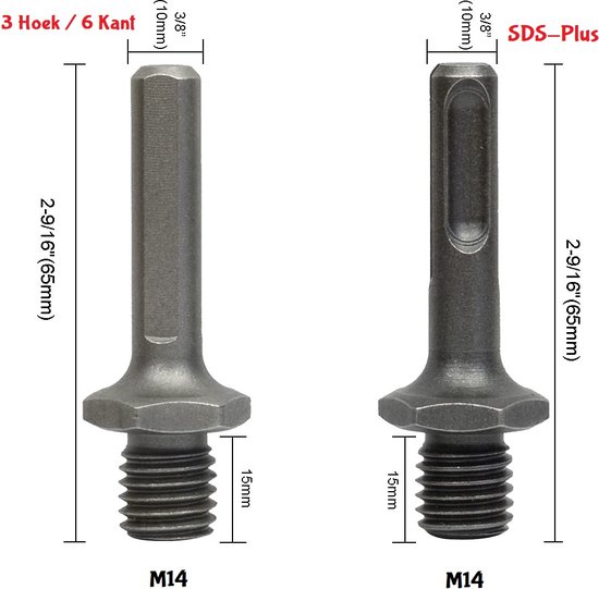 SDS-Plus Adapter M14 Schroefdraad - Voor boorkronen en diamantboren | bol