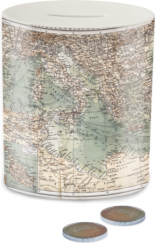 Spaarpot - Spaarblik - Een vintage kaart van de Middellandse Zee ...