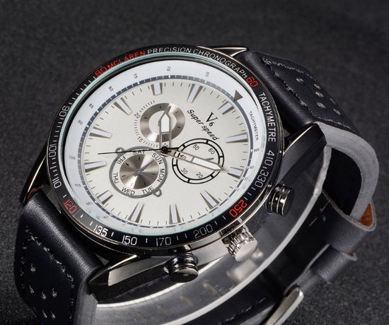 V6 Superspeed herenhorloge (zwart/wit) | bol