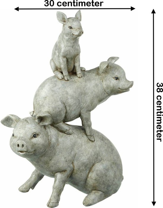 Parlane beeld gestapelde varkens grijs - 38 x 30 x 14 | bol