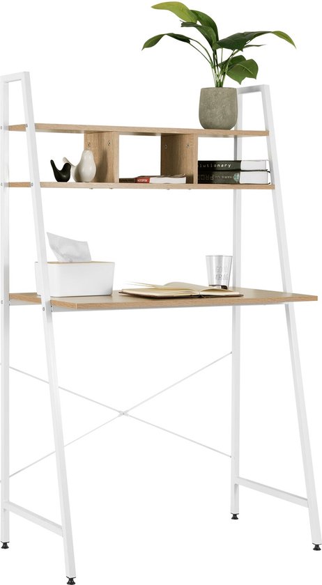 Delicino Bureau met Plank - 2 Planken – Computerbureau - Bureau met ...