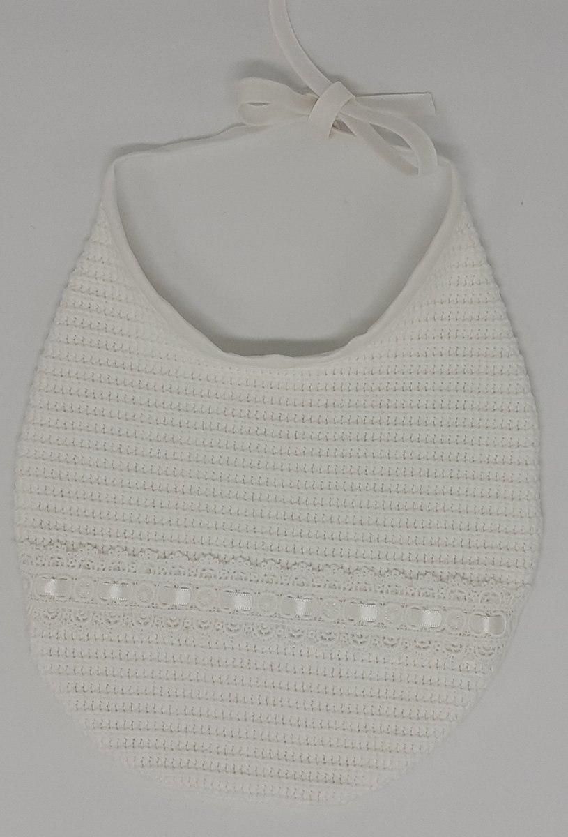 Slab Rosalynn Vintage creme rib gebreid , creme kant met satijn lint ...