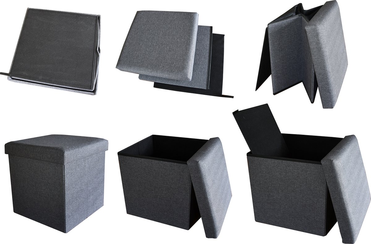 Opvouwbare Opberg Poef - Voetenbank Met Opbergruimte - Opbergbox Hocker ...