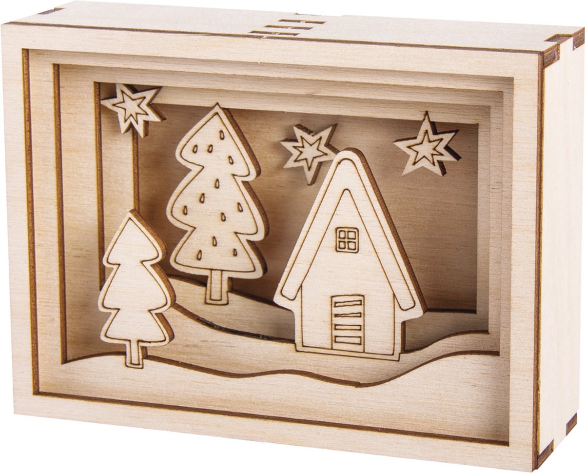 Bouwpakket Kerst - Hout - 3D in Lijst - 8,5 x 11,5 x 3 cm - Met Gratis ...