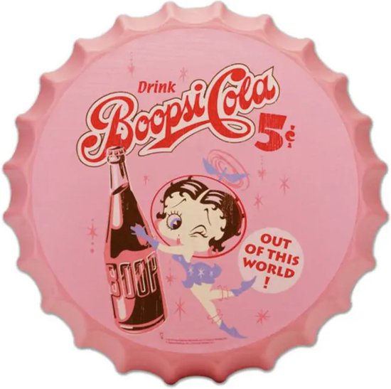Tinnen Betty Boop Boopsi Cola Flessendop Bord - 35 cm ø | bol.com