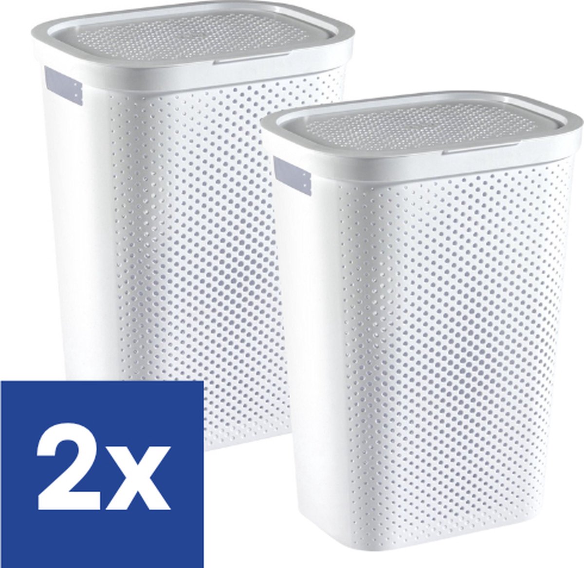Curver Infinity Dots Wasmand - 2x 60 l - Wit | bol.com