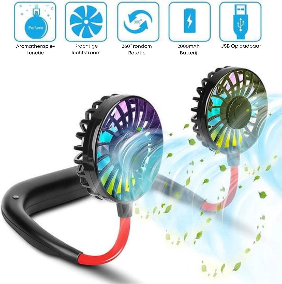 Temz® Nek Ventilator - Neck Fan - Gezichtsventilator - Hoofd Ventilator ...