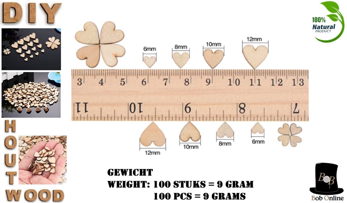 Bob Online ™ - ca. 100 Stuks (9 Gram) – 4 Maten – Mini Houten ...