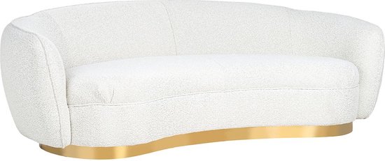 By Kohler Boucle - Teddy Bank - Sofa - Wit - Goud onderstel | bol.com