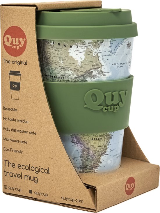 Quy Cup 400ml Ecologische Reis Beker - "Map" - BPA Vrij - Gemaakt van ...