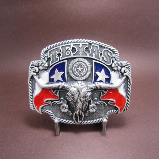 Silver Plated Texas State Flag Longhorn Riem Buckle/Gesp | bol.com