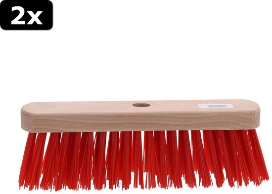 2x Linea Houten Straatbezem 29 cm Rood/Nylon | bol