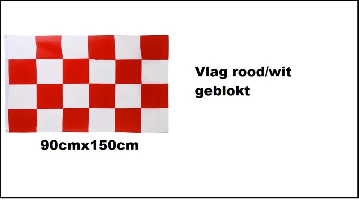 Vlag rood/wit geblokt 90cm x 150cm - Festival thema feest Brabant party ...