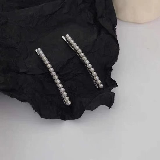 Dames haarspeld/haarklem zilver - schuifspeld - parels - set van 2 ...