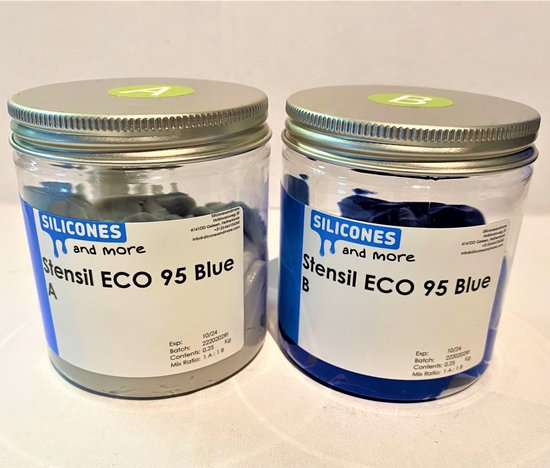 Stensil ECO 95 Blue, kneedbare siliconen Shore A 95 - 500 Gr. Set | bol