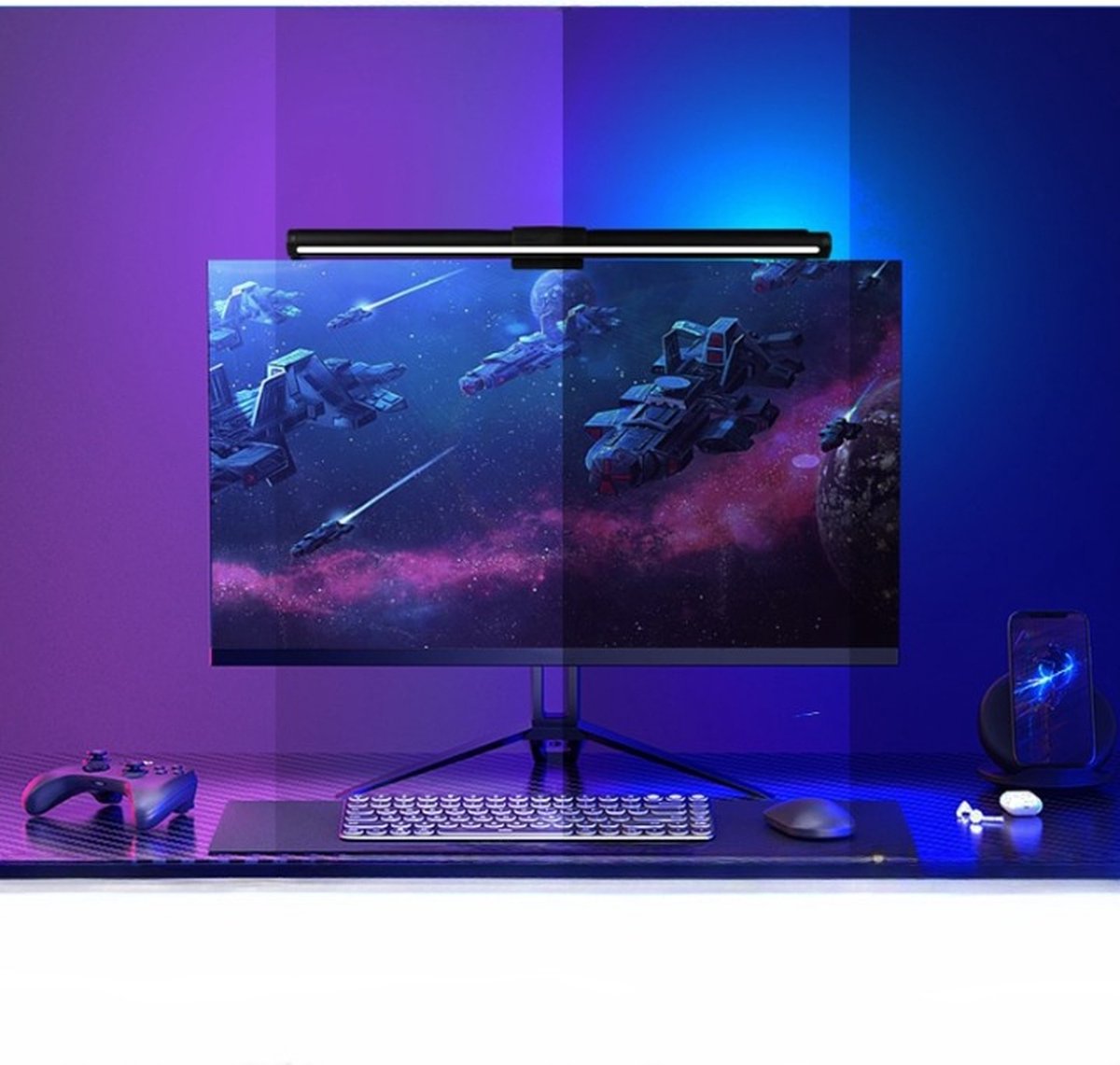 Bureau Lamp - LED - Beeldscherm Verlichting - 7 Kleuren - Zwart | bol.com