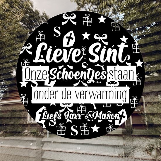 Raamsticker Sinterklaas-lieve sint onze schoentjes staan onder de ...