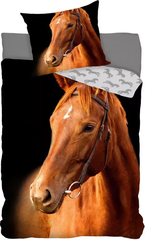 KD® - Bruine Paard - Dekbedovertrek - Eenpersoons - 140 x 200 cm ...