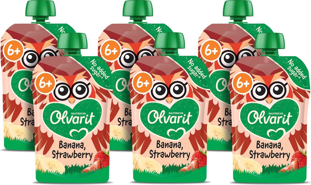 Olvarit Knijpfruit 6+ Maanden - Banaan Aardbei - 6 x 100g | bol