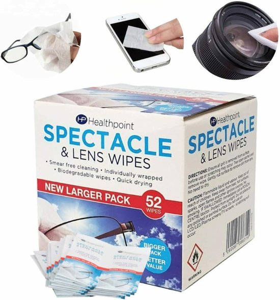 Lingettes humides pour lunettes Healthpoint - Cleaner d'écran mobile ...
