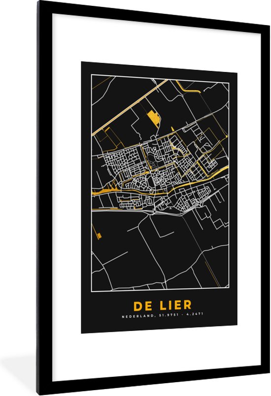Fotolijst incl. Poster - De Lier - Plattegrond - Goud - Kaart ...