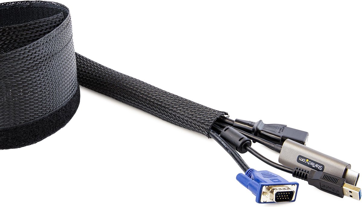 StarTech.com 3m Gevlochten Kabelmantel met Klittenband, Trimbare Heavy ...