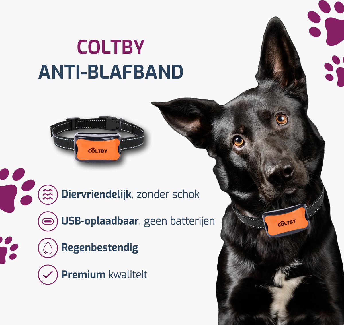 Coltby® Oplaadbare Anti Blafband – Diervriendelijke Trainingshalsband ...