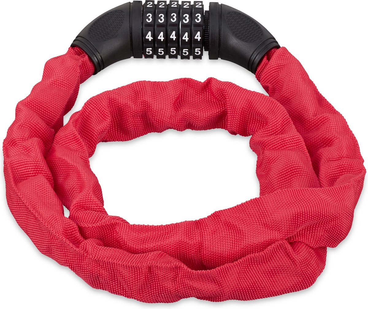 Relaxdays 1x fietsslot - kettingslot - cijferslot - 120 cm - rood ...