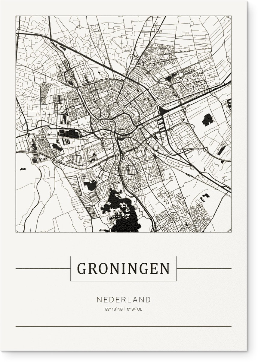 Stadskaart Groningen – Plattegrond Groningen - city map - Dibond ...