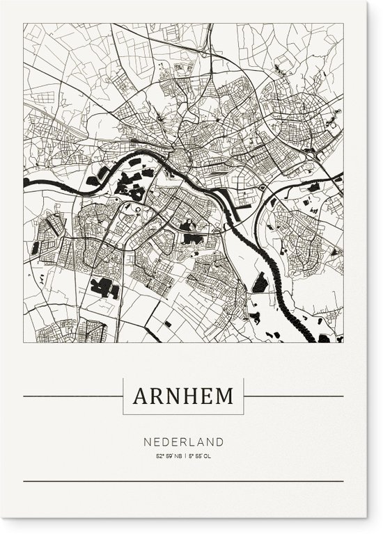 Stadskaart Arnhem - Plattegrond Arnhem – city map – Forex muurdecoratie 30 x 40 cm | bol