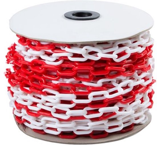 Afzetketting Kunststof Rood / Wit 8 mm - 50 meter | Afzetten ...