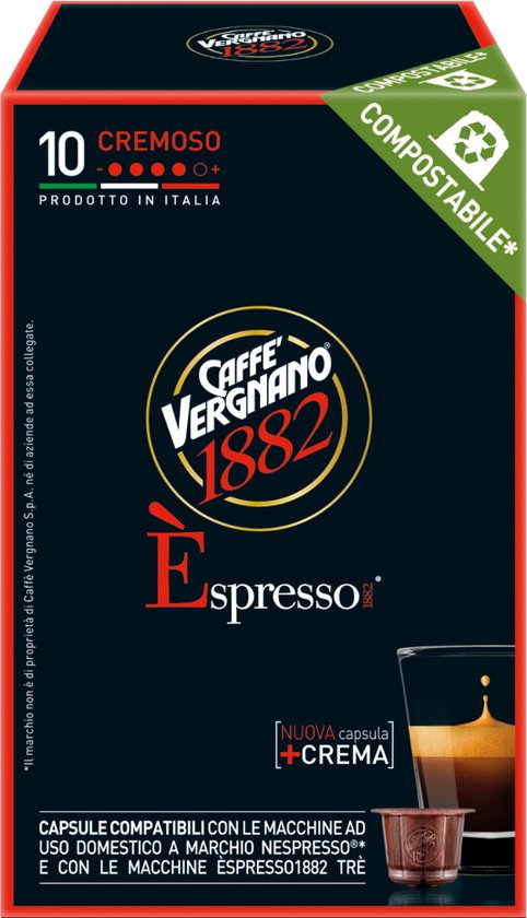 Caffè Vergnano Nespresso Compatibele Cremoso 10 capsules compostable ...