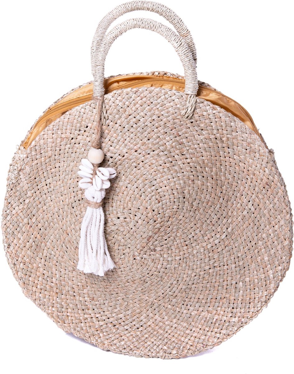 Handtas Flossy - Rond - Mendong Gras - Ø40cm - Handgemaakte Tas | bol.com