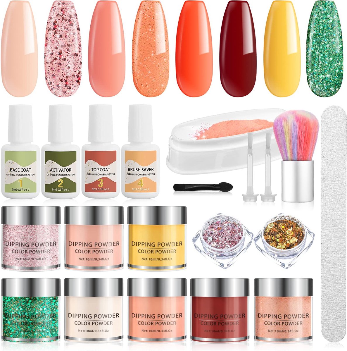 Dipping Powder Nailset - starter kit - Aanvul Kit - 8 kleuren - dip ...