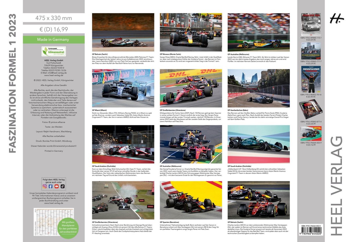 Formule 1 Kalender 2023 - 47.5x33cm | bol