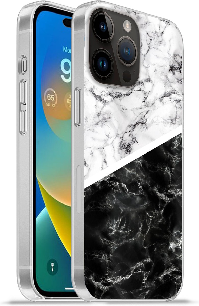Apple iPhone 14 Pro Max hoesje - Marmer - Chic - Collage - Siliconen ...