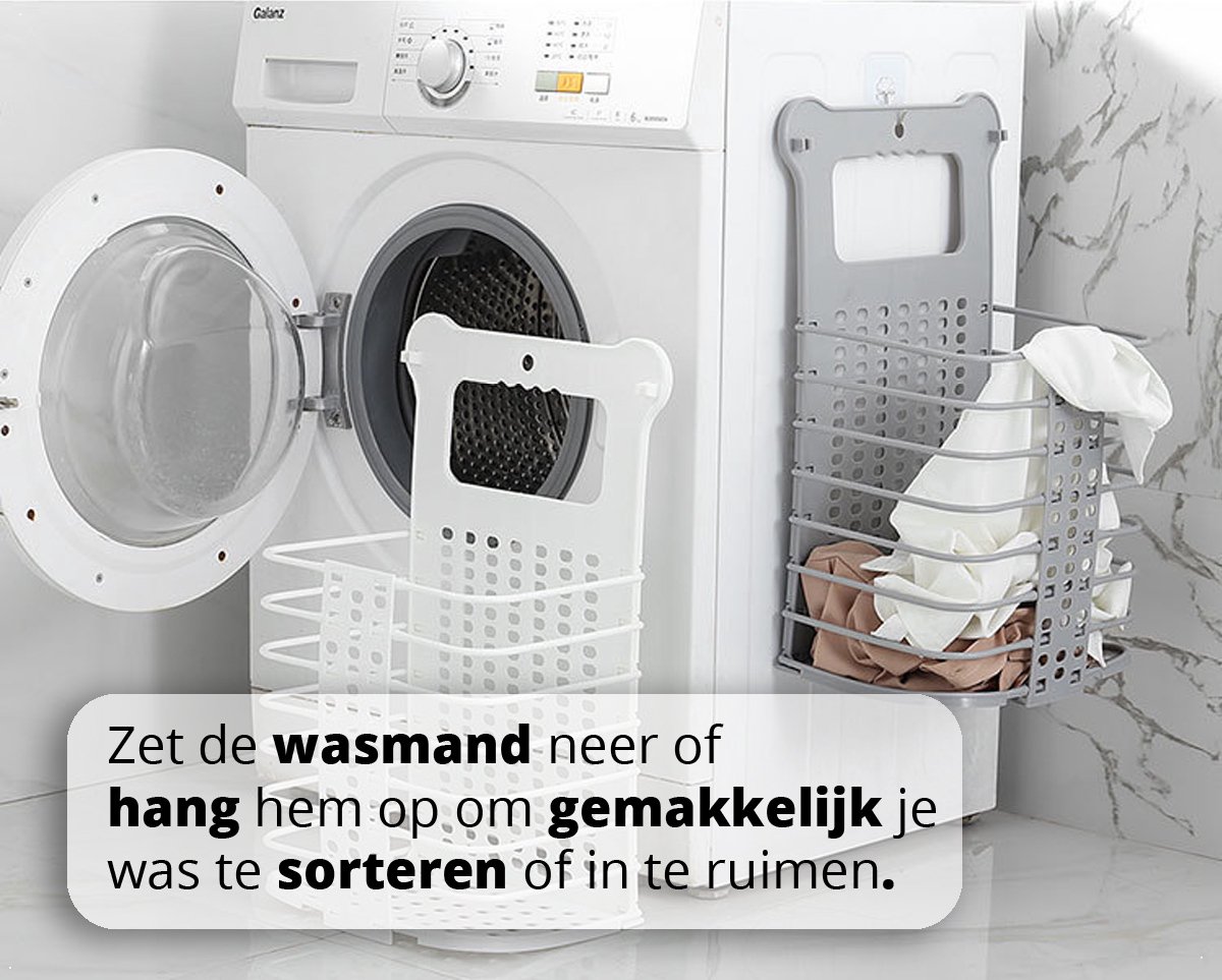 Opvouwbare Wasmand Grijs - Wasbox - Ruimtebesparend - Opbergmand ...