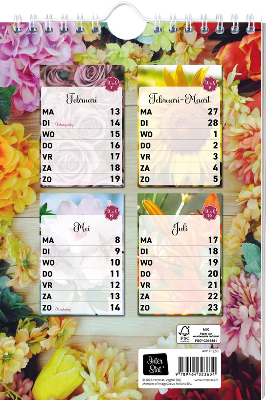 Bloemen Grootletter - Weekkalender - 2023 | bol.com