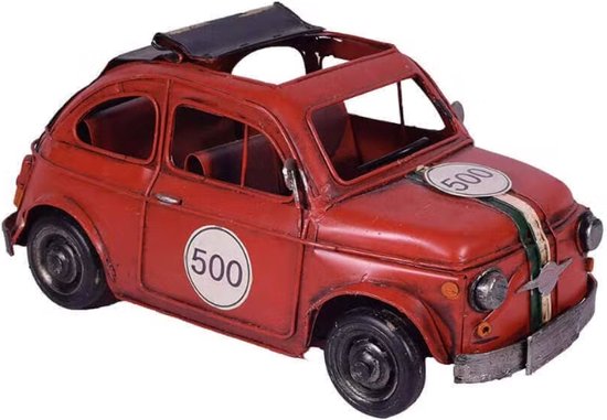 Maddeco - rode Fiat 500 - blikken woondecoratie - blik - auto - 27 cm ...