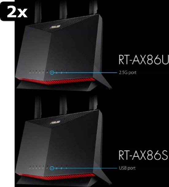 2x ASUS RT-AX86U - Gaming Router - AiMesh - Wifi 6 - AX- Zwart | bol.com