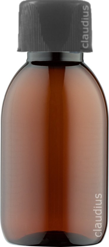 Lege Plastic Fles 125 ml PET Amber bruin - met zwarte ribbeldop - set ...