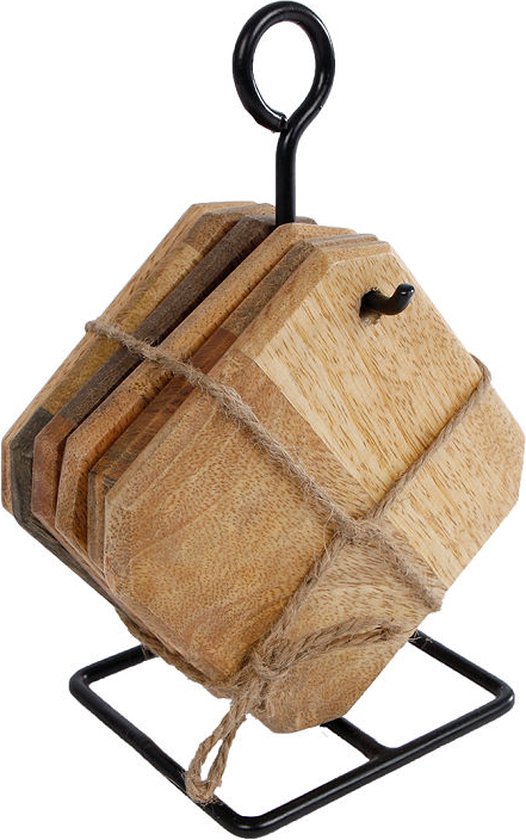 Onderzetters met standaard Karin hout 10x10x19cm | bol.com