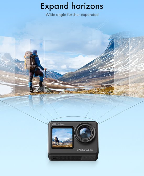 WOLFANG GA200 Action Camera - 4K 24MP - Waterdicht - Met WiFi | bol
