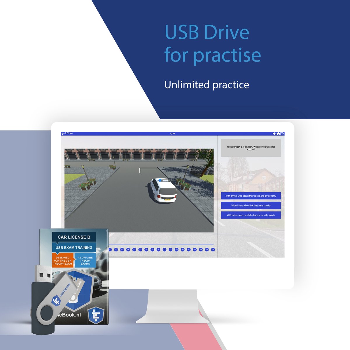 Auto Theorieboek Rijbewijs B Engels 2023 - USB Stick onbeperkt 1300 ...