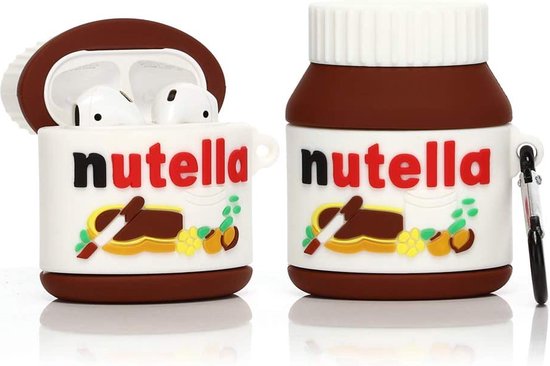 Apple AirPods 1/2 - Nutella Case - Siliconen Hoesje - Met Riemclip ...