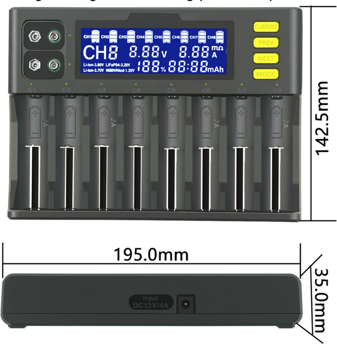 Amerce Oplader Oplaadbare Batterijen - 8 Stuks Oplader - Li-ion 3.7V ...